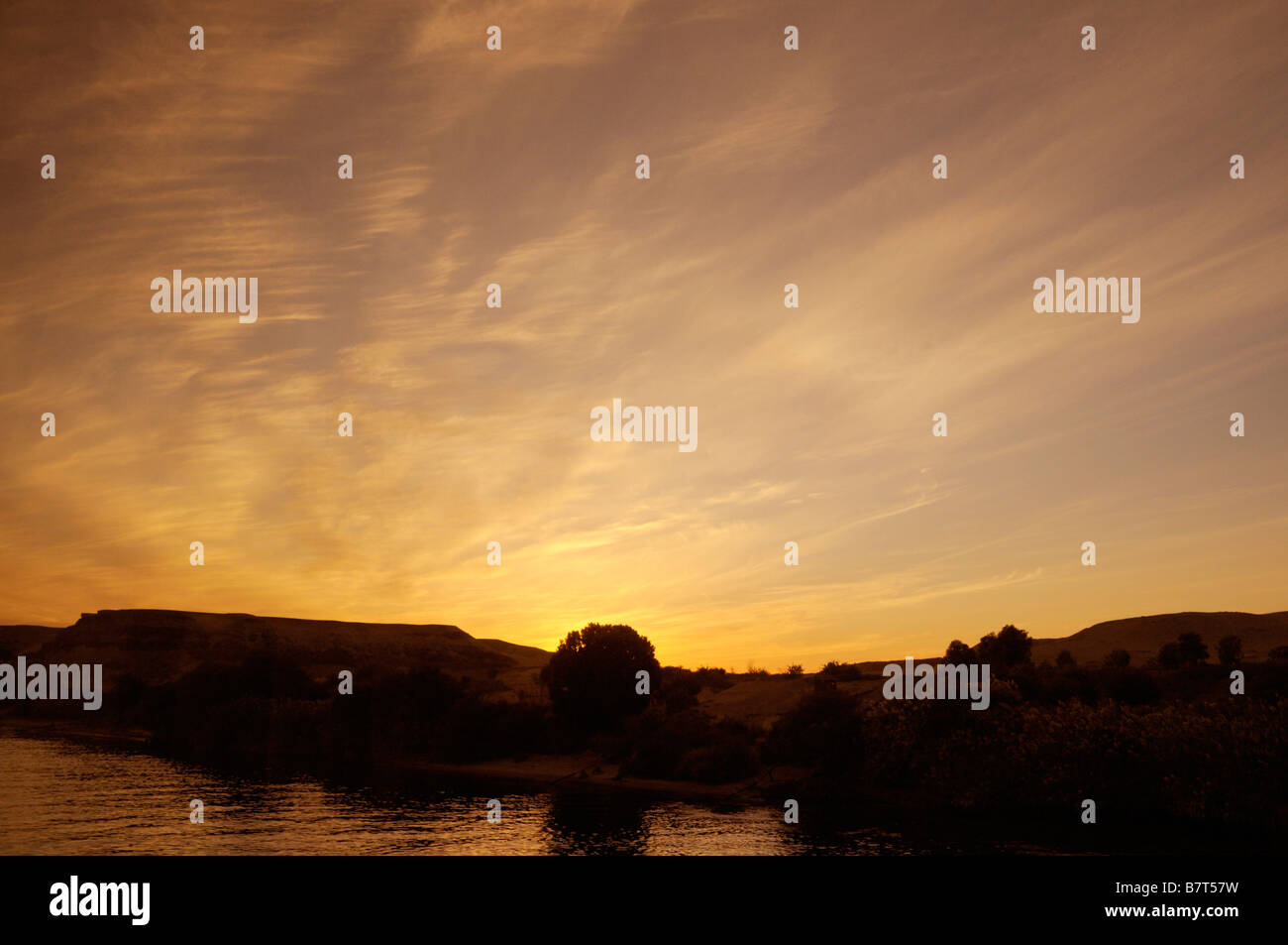 Setting Sun over River Nile on a Nile Cruise, Egypt Stock Photo - Alamy