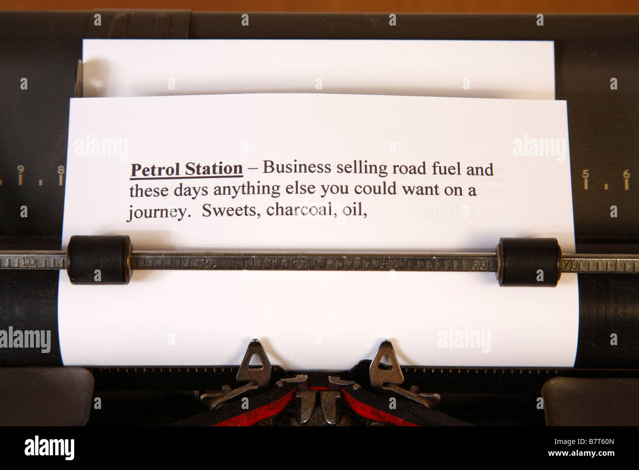 Definition of Petrol-station in typewriter Stock Photo - Alamy