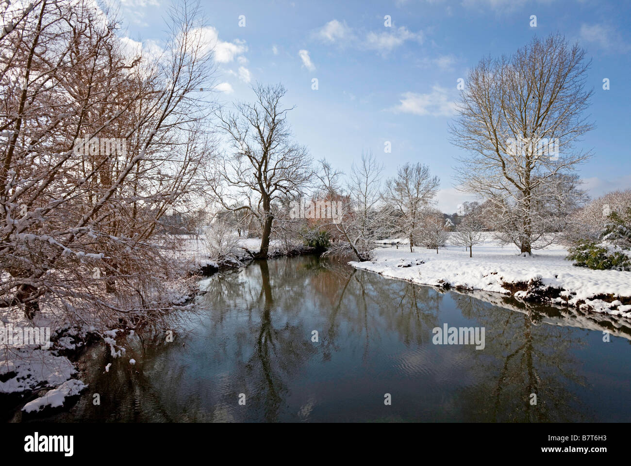 The river Mole winter scene from Betchworth bridge Surrey Stock Photo ...