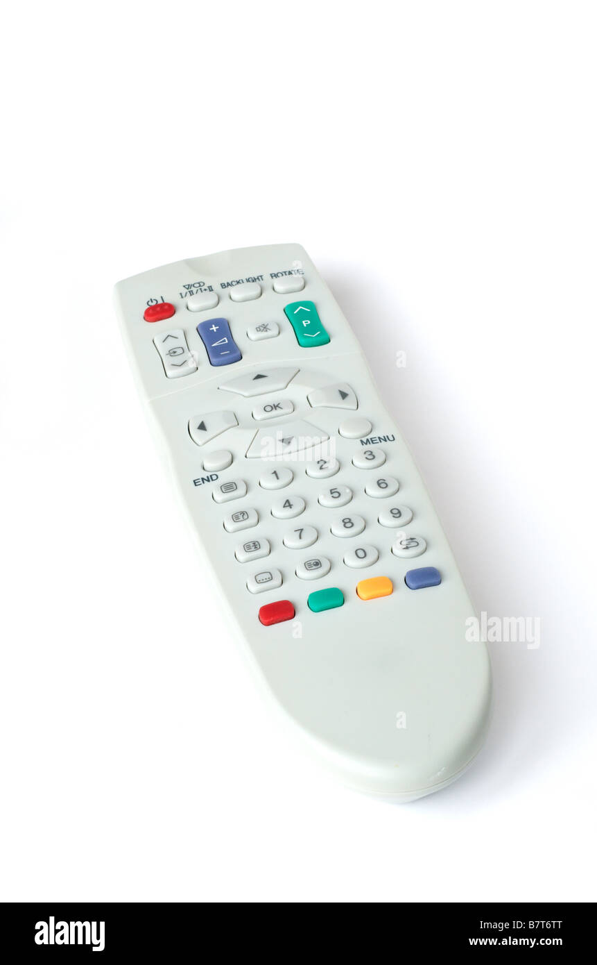 Television remote control on a white background Stock Photo - Alamy