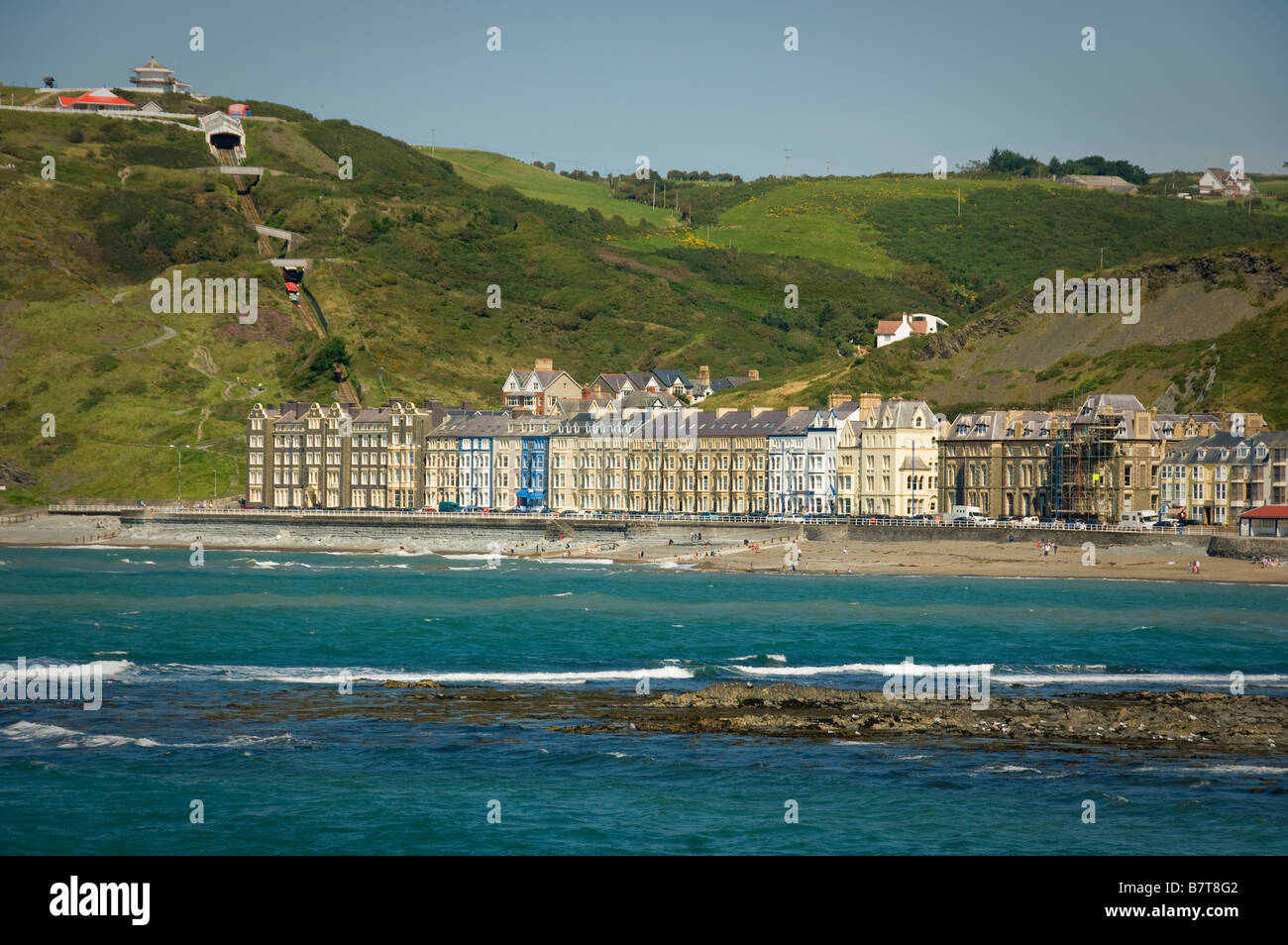 View across sea to North Beach, and the colourful terraced houses of ...