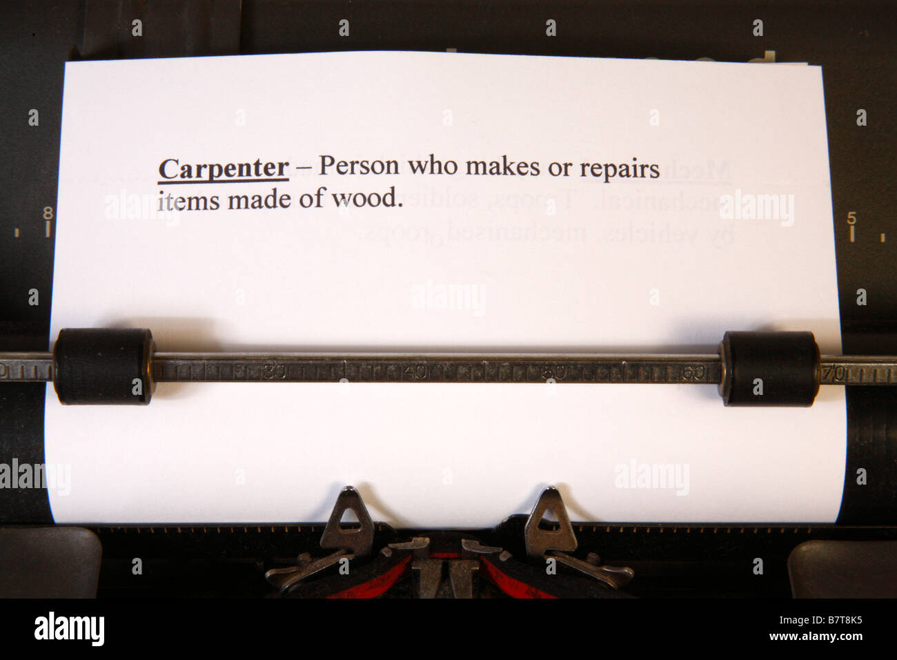 Definition of Carpenter in typewriter Stock Photo - Alamy