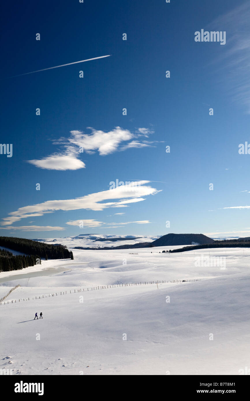 A wintry scenery in Auvergne (Puy de Dôme - France). Paysage d'Auvergne ...
