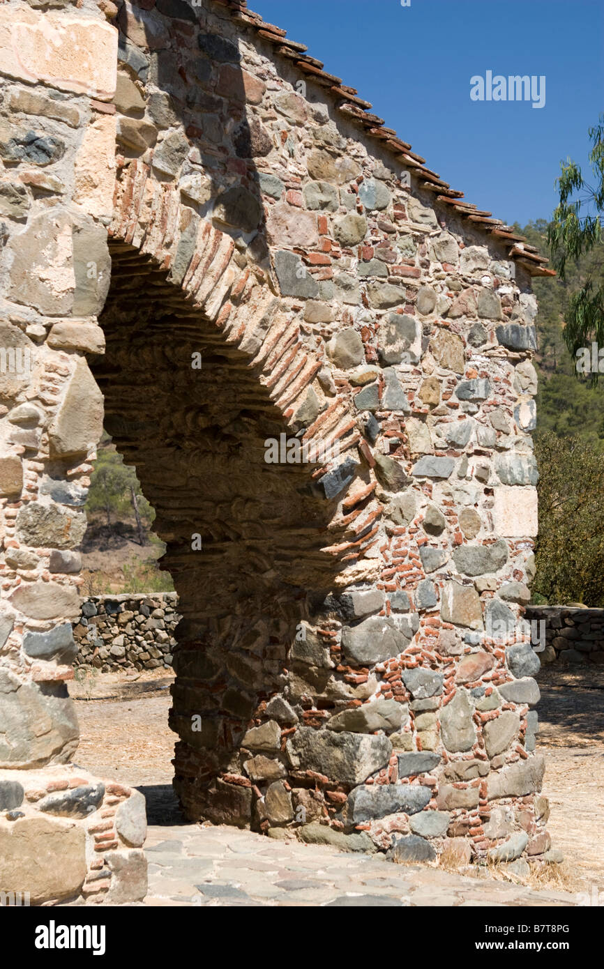 Arc-boutant and counterfort of old byzantine Assinou Church, Troodos ...