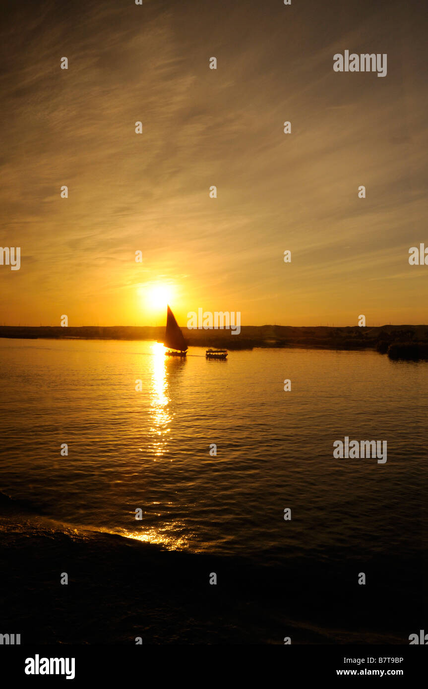 Setting Sun over River Nile on a Nile Cruise, Egypt Stock Photo - Alamy