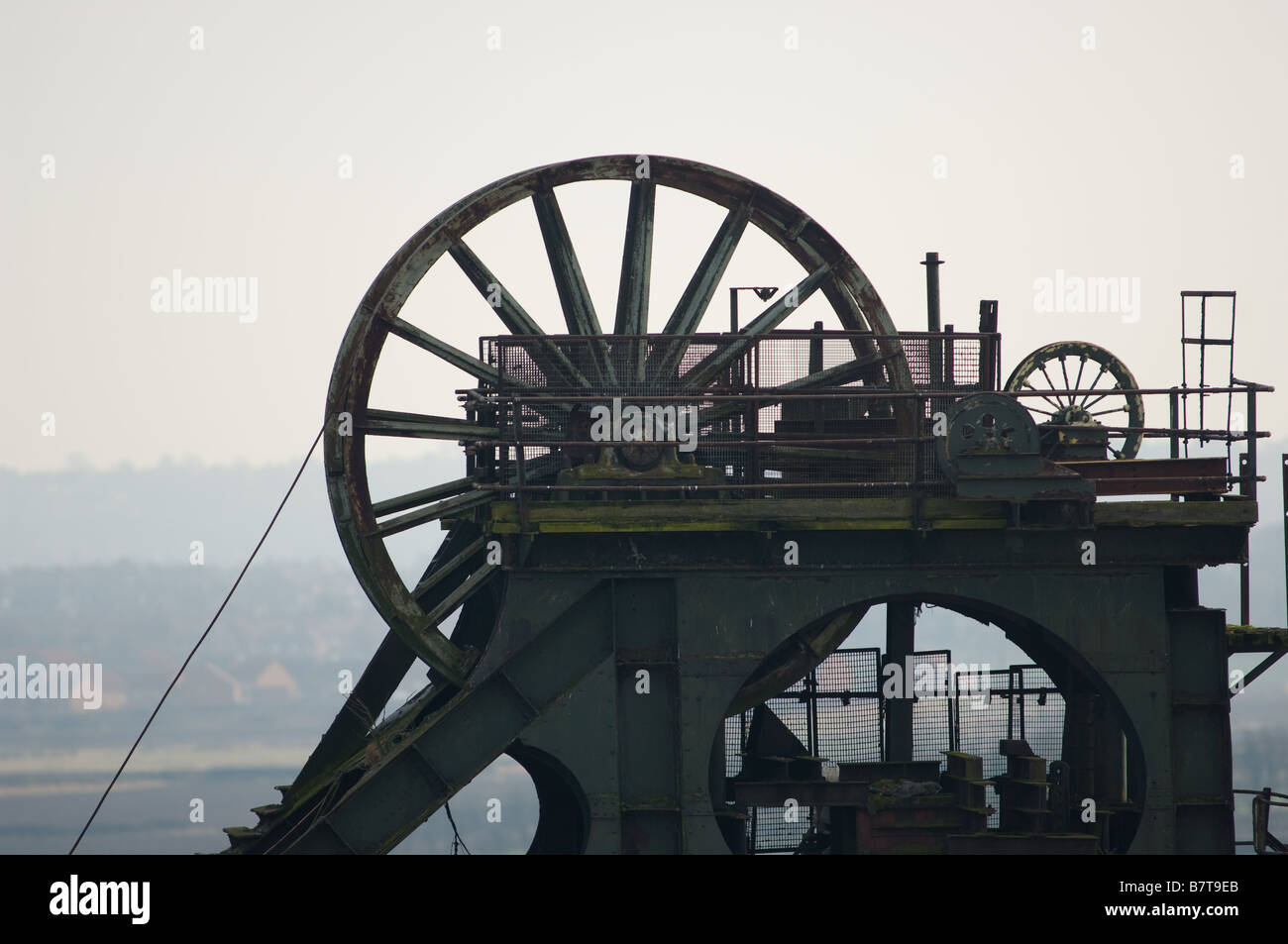 Pleasley colliery disused Winding wheels Stock Photo - Alamy