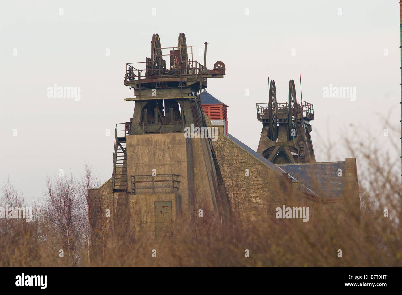 Pleasley colliery disused Winding wheels Stock Photo - Alamy