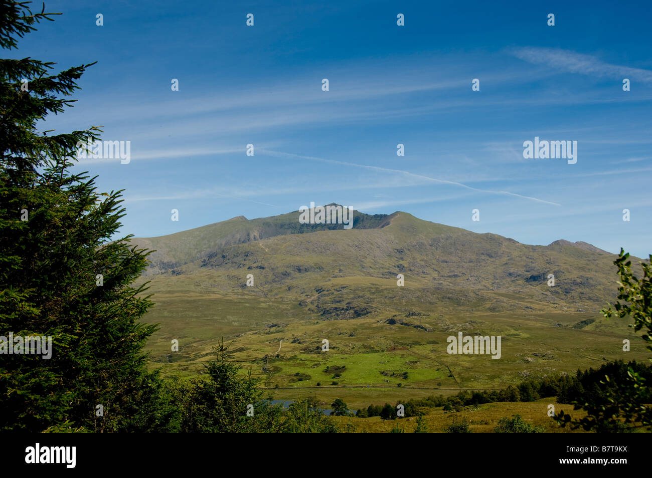 Summit of Snowdon seen from Beddgelert Forest in Wales Stock Photo - Alamy