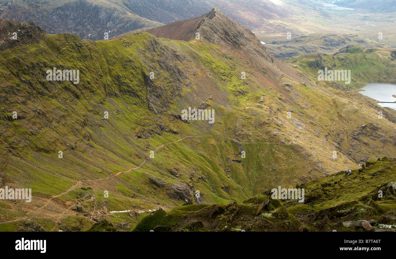 the miners path leading up to the summit of mount snowdon , wales , uk ...