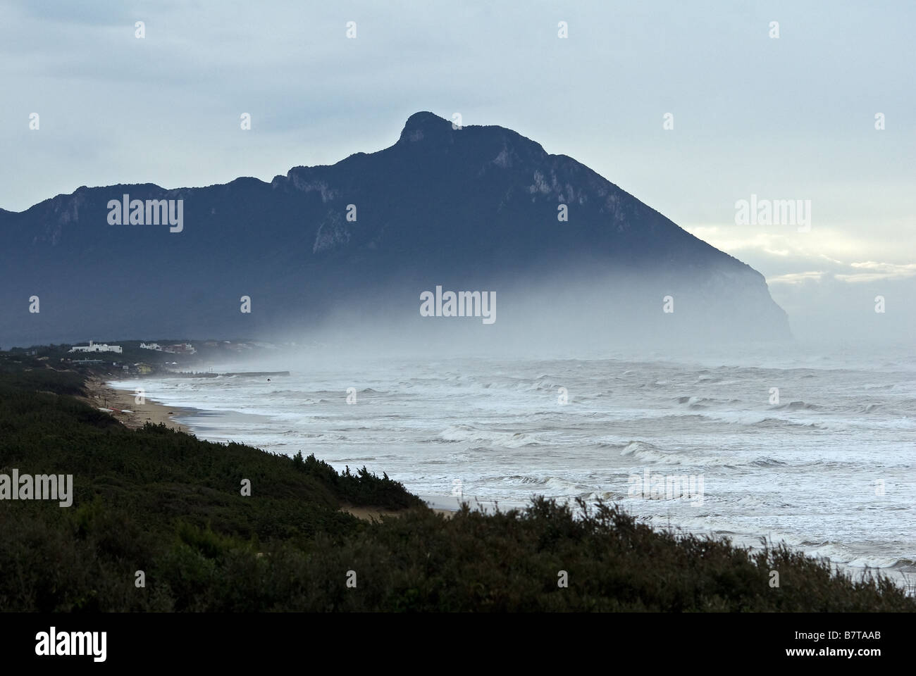promontory of Monte Circeo in Italy in the gale of the sea Stock Photo ...