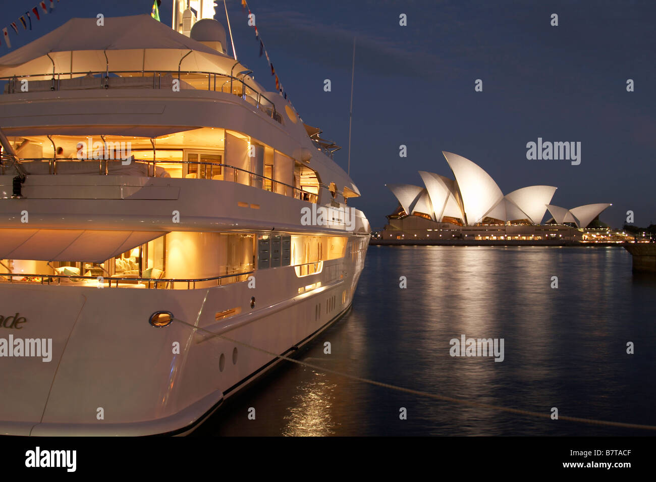 The Sydney Opera House lit up at night taken from the Overseas ...