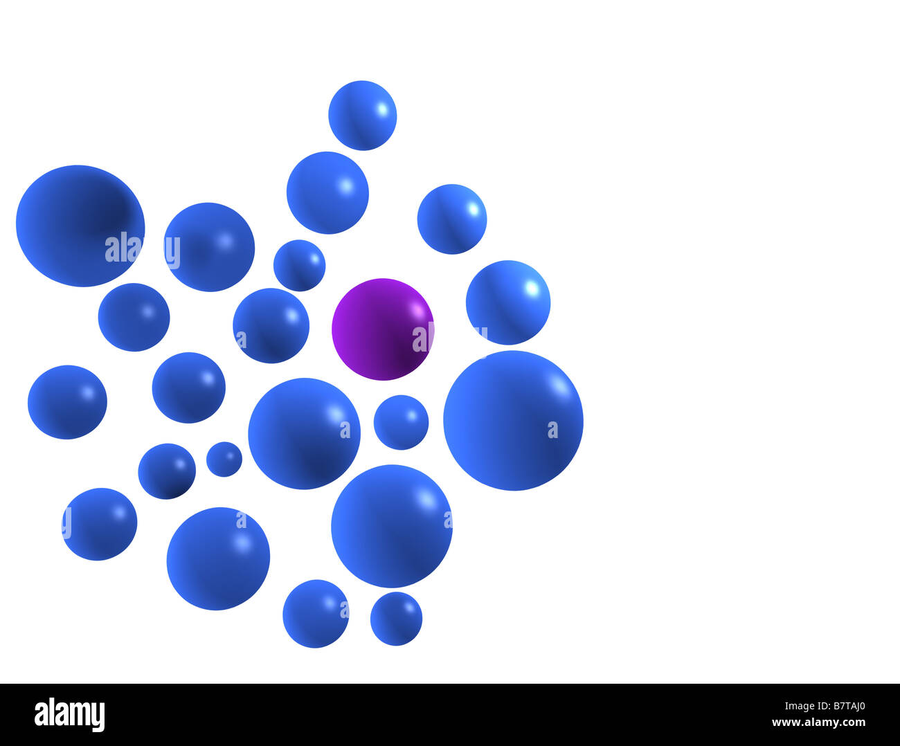 A selection of blue spherical Bubble on a white background amongst ...