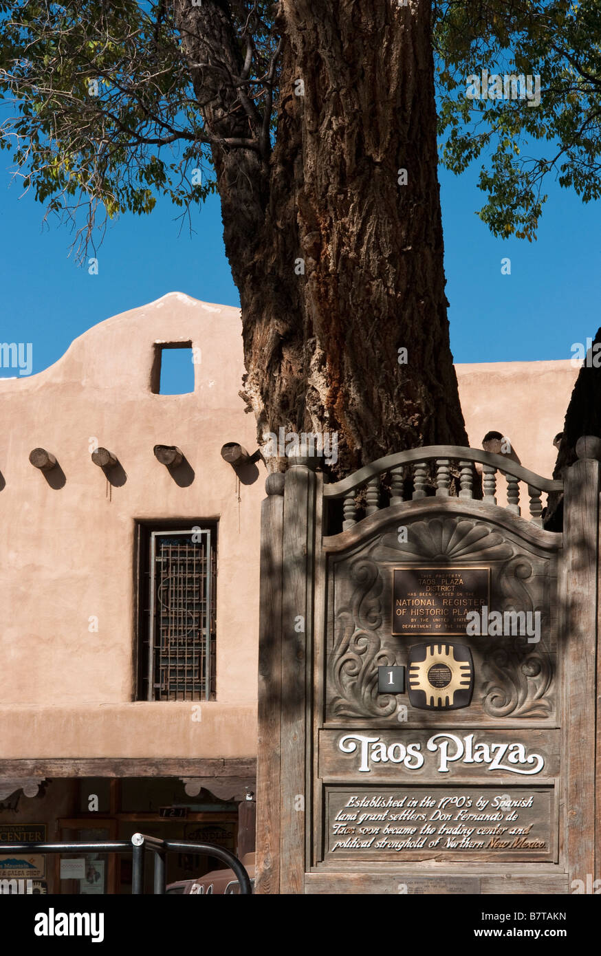 Taos Plaza sign Taos New Mexico USA Stock Photo - Alamy