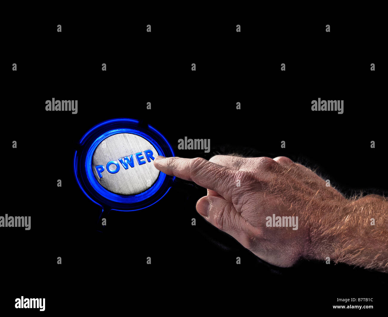Hand With Power Button Stock Photo - Alamy
