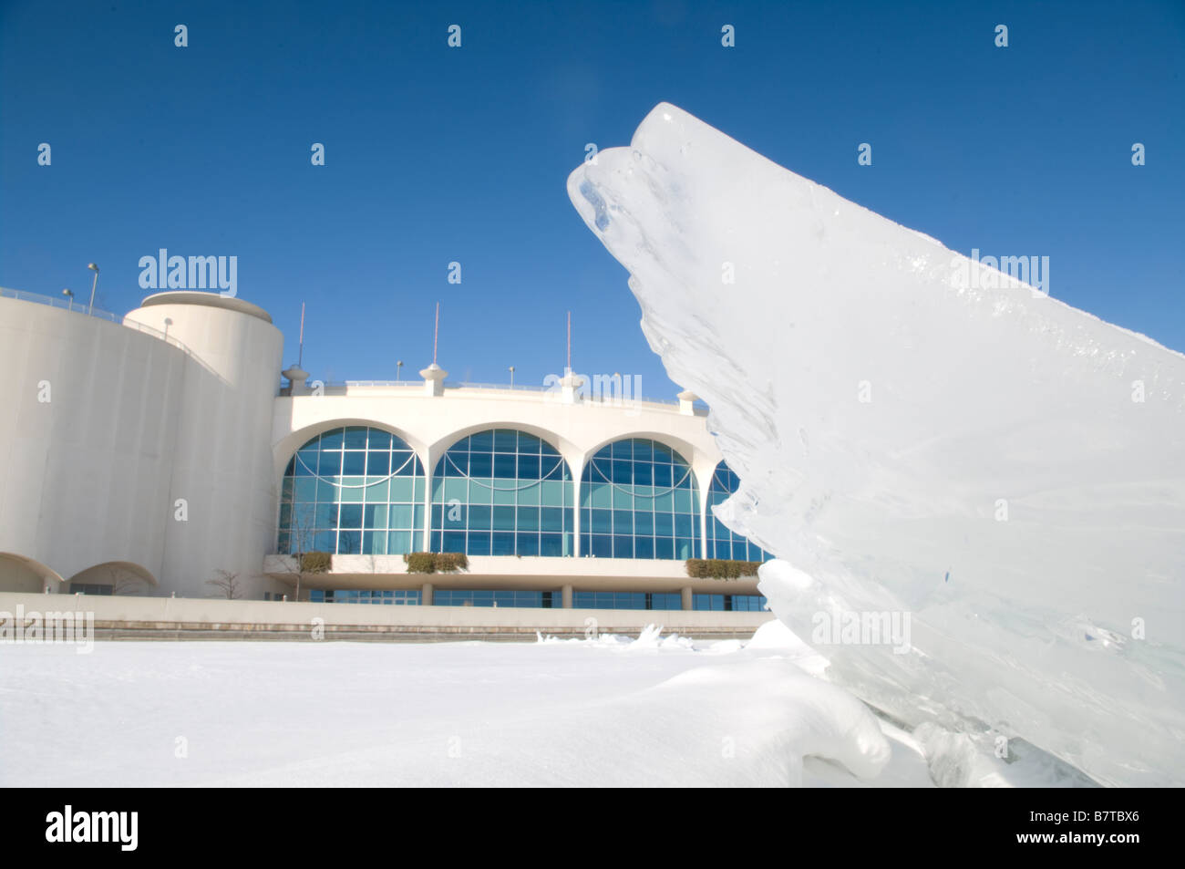 A winter view of the Monona Terrace Convention Center, from frozen Lake ...