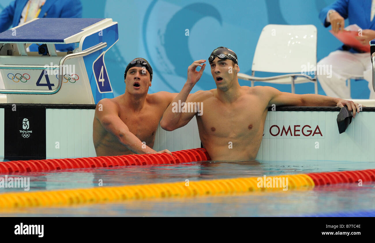 Michael Phelps and Ryan Lochte after a race at the Beijing Olympic ...