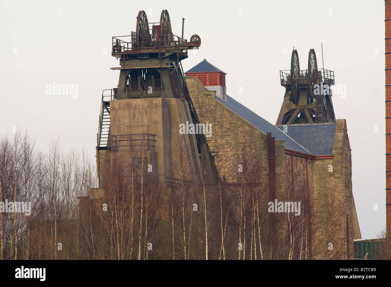 Pleasley colliery disused Winding wheels Stock Photo - Alamy