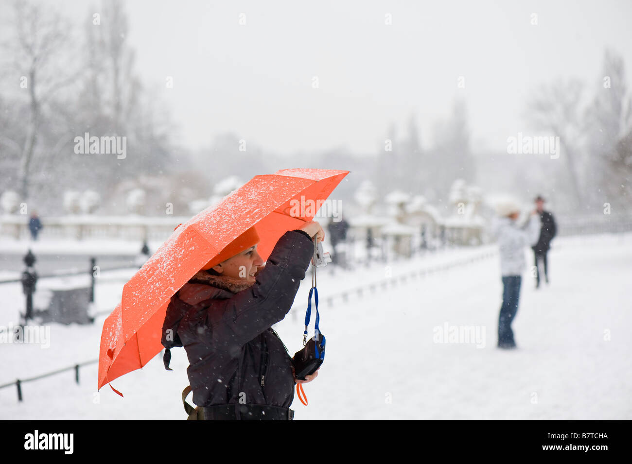 Kensington Gardens covered in February snow SW7 London United Kingdom ...