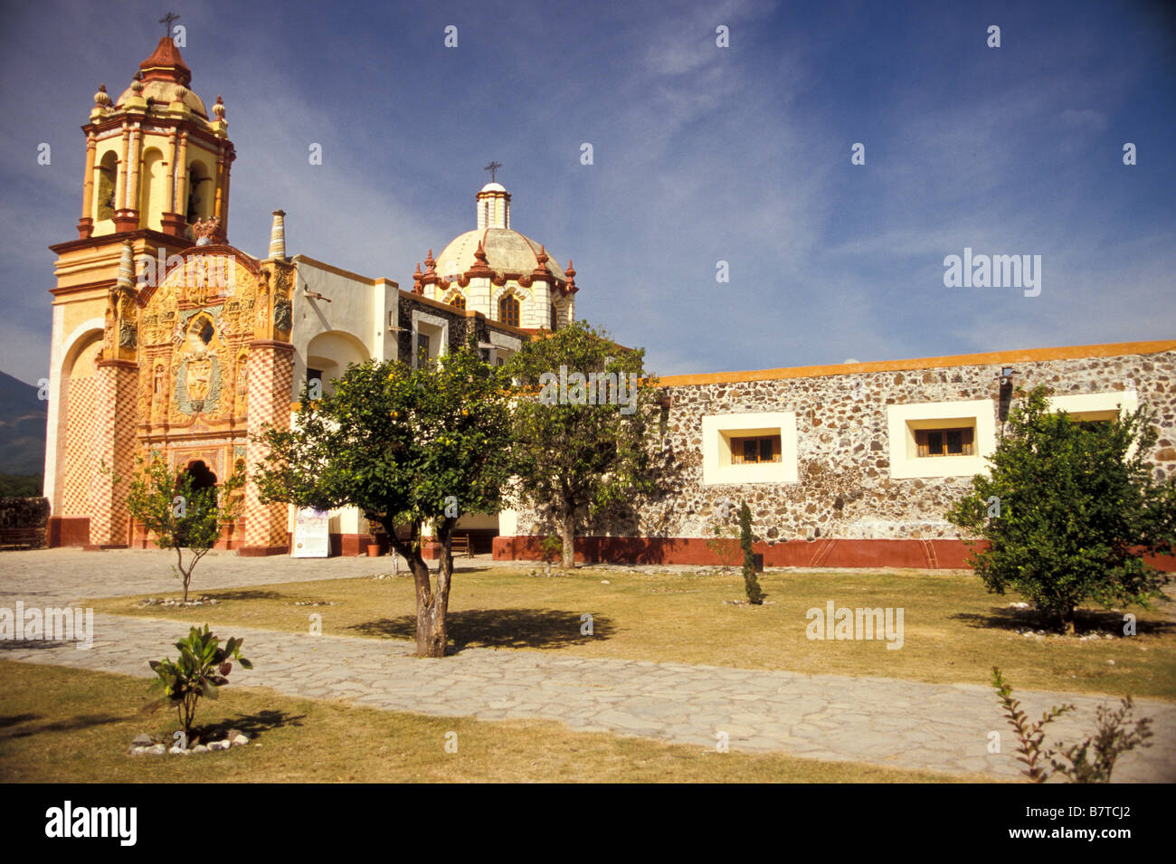 Facade of San Miguel Arcangel, completed in 1754,located in Conca ...