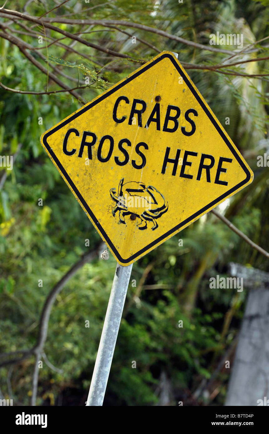 A sign warns motorists that Red Crabs are in migration on Christmas ...