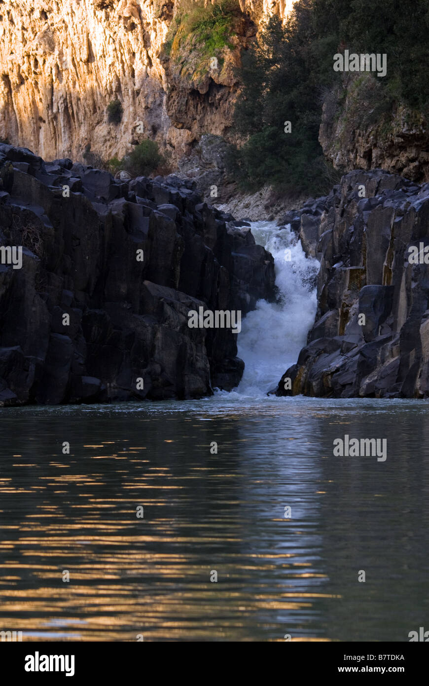 cascade of the river Fiora into the Pelliconi lake in the ...