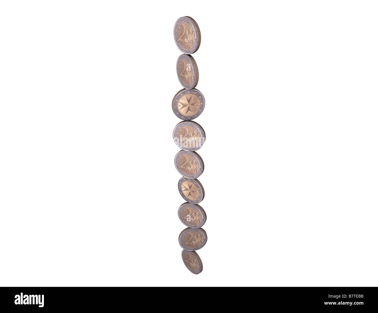 A number of euro coins balanced on each other Stock Photo - Alamy