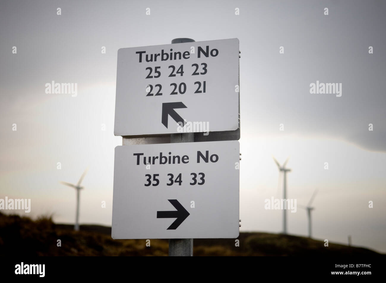 Sign showing direction to turbines,Cruach Mhor Windfarm Glendaruel ...