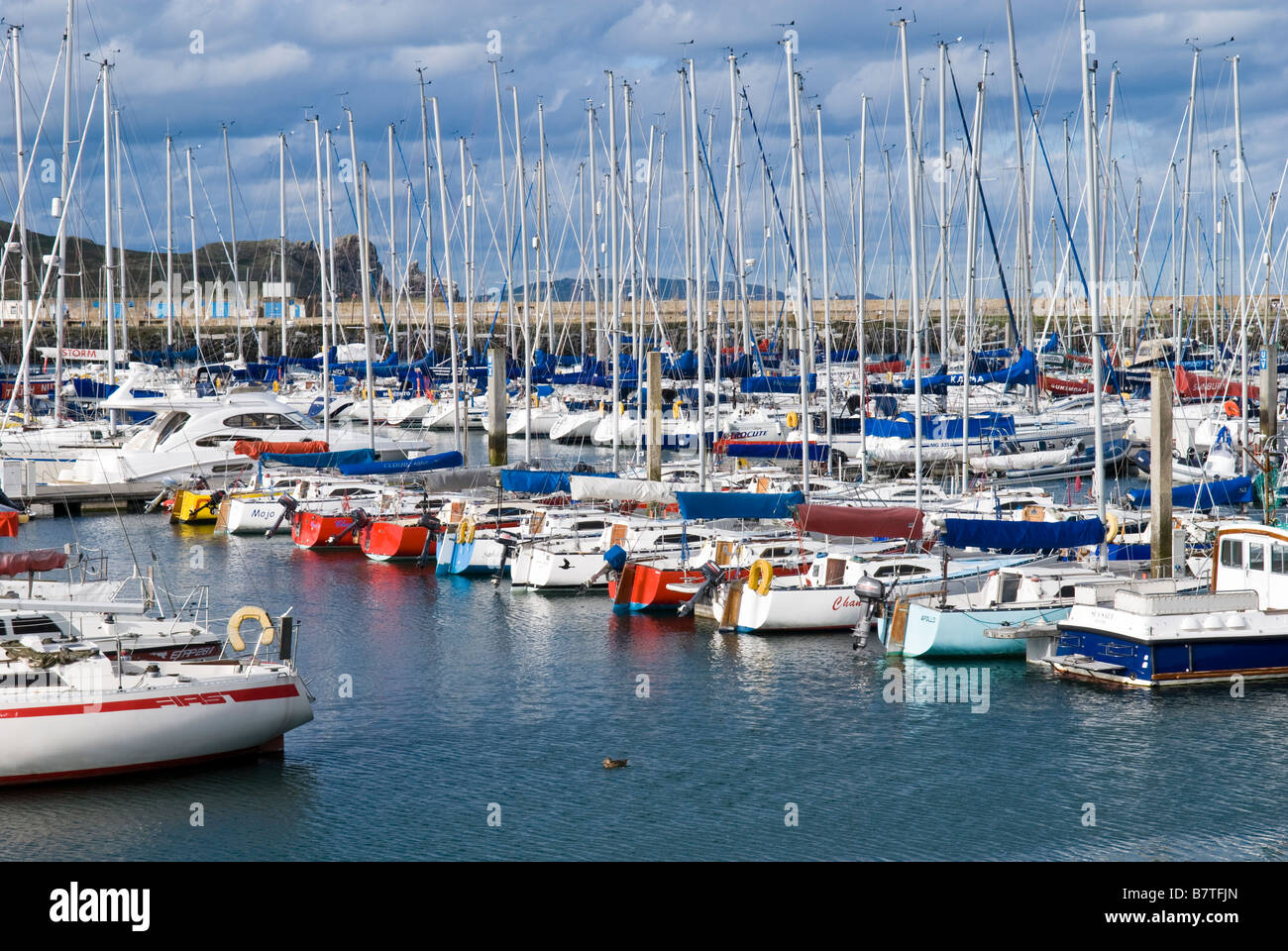 Sailing boats, Yacht harbour of Howth Peninsula, Dublin Ireland, August ...