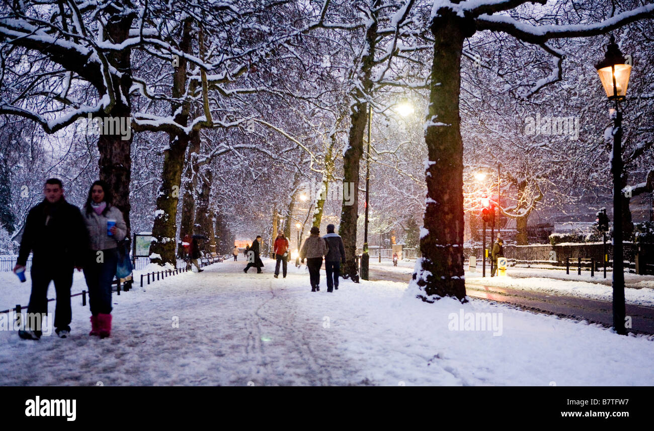Pedestrians Walking In Snow In Birdcage Walk London UK Europe Stock ...
