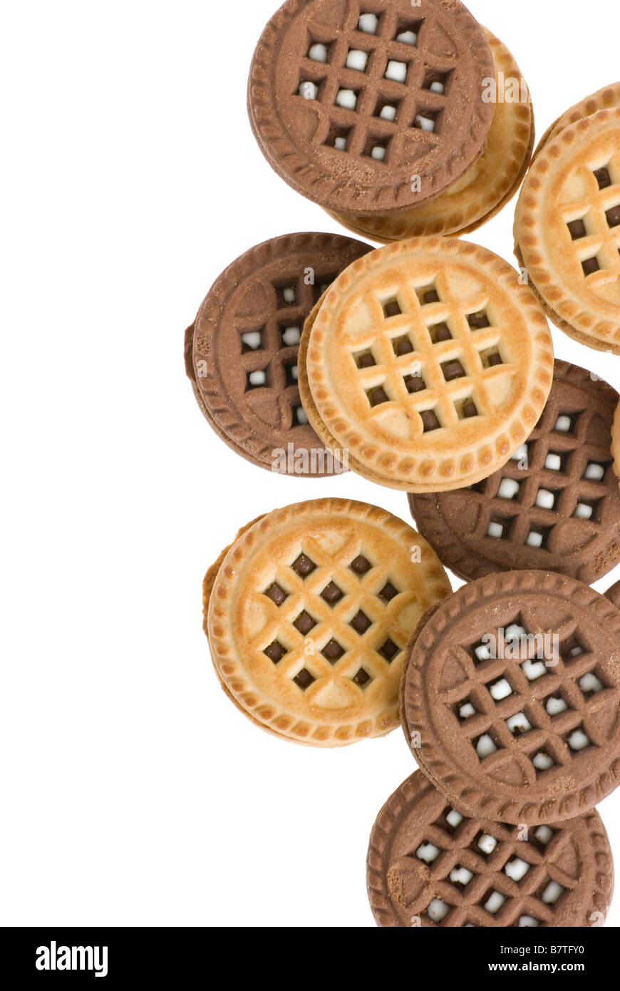 Cookies A sweet bakery product Brown and white Stock Photo - Alamy