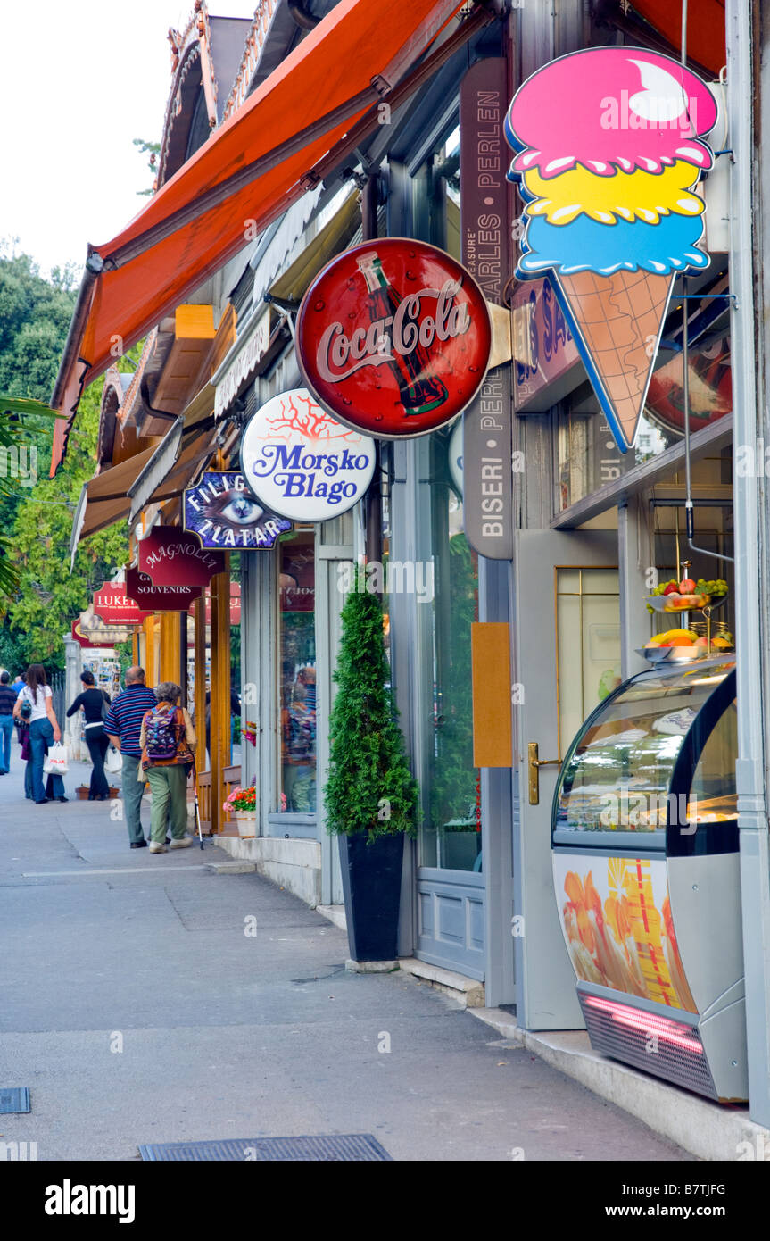 Shops and stores along the main street in Opatija Croatia Stock Photo ...