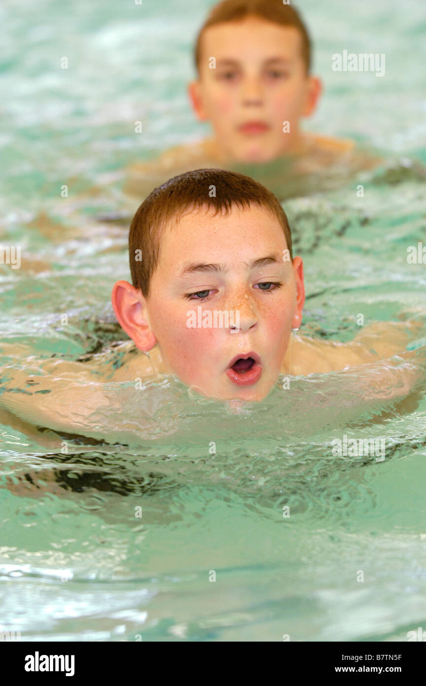 boys in secondary school swimming lesson Stock Photo - Alamy