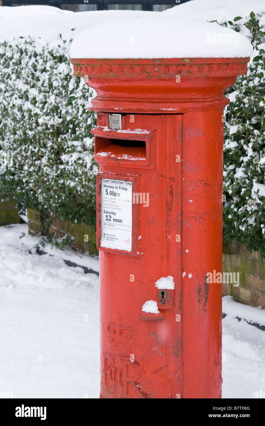 Snow on a letter box Stock Photo - Alamy