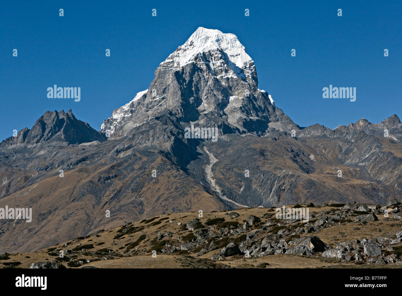 Tawoche Peak 6501m viewed from Ama Dablam BC side in high Khumbu region ...