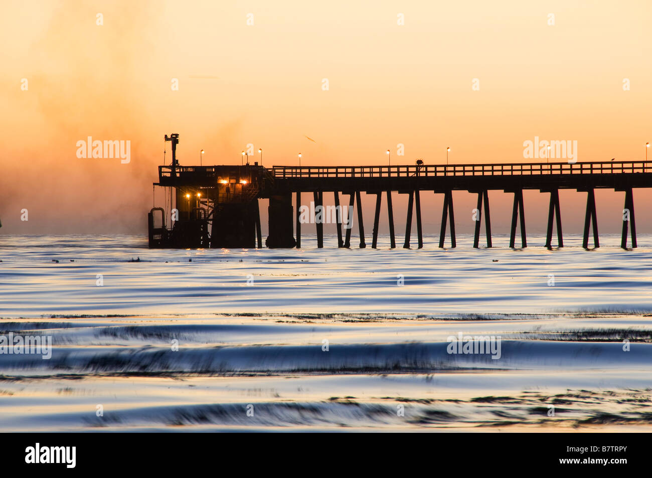Venoco Ellwood Pier, Goleta at sunset Stock Photo - Alamy