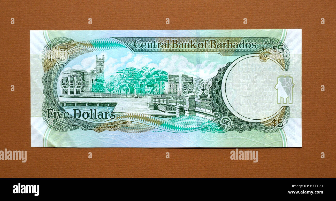 Barbados five dollar bank note hi-res stock photography and images - Alamy