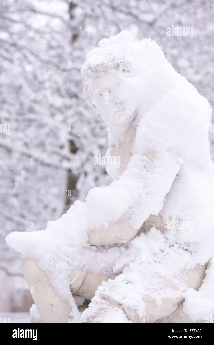 Statue in St James's Park covered in snow London United Kingdom Stock ...