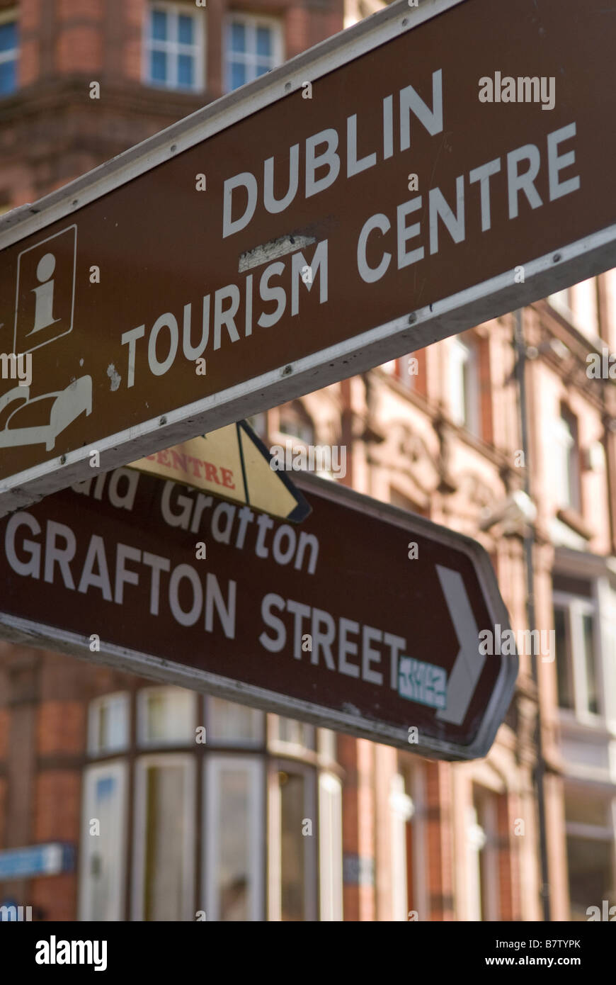 Grafton street and Torusim Centre signs, Dublin Ireland, August 2006 ...