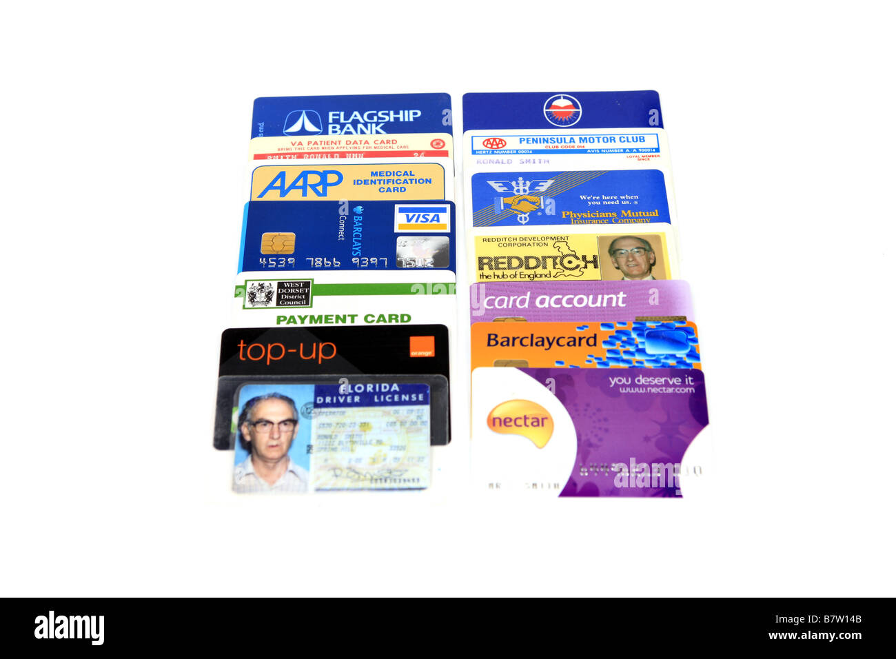A selection of Credit debit and Charge cards and ID cards Stock Photo ...