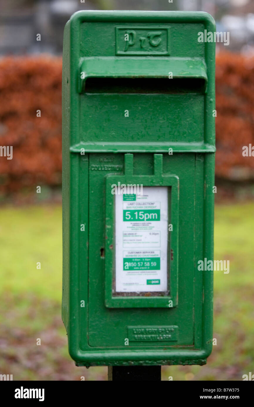 Green Irish Letter box, Adare. Ireland Stock Photo - Alamy