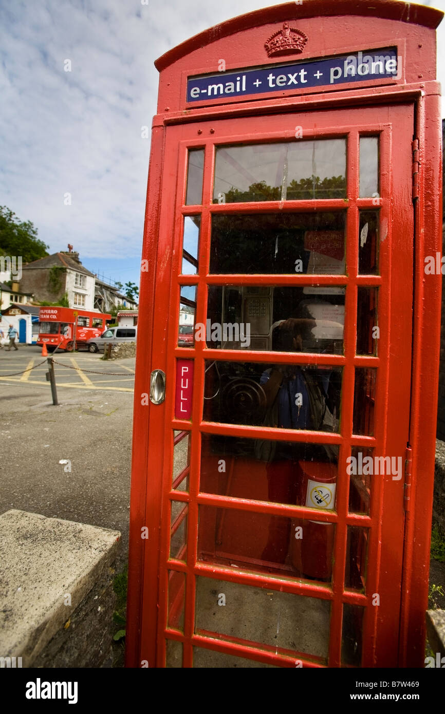 traditional red telephone box offering email and texting services in ...