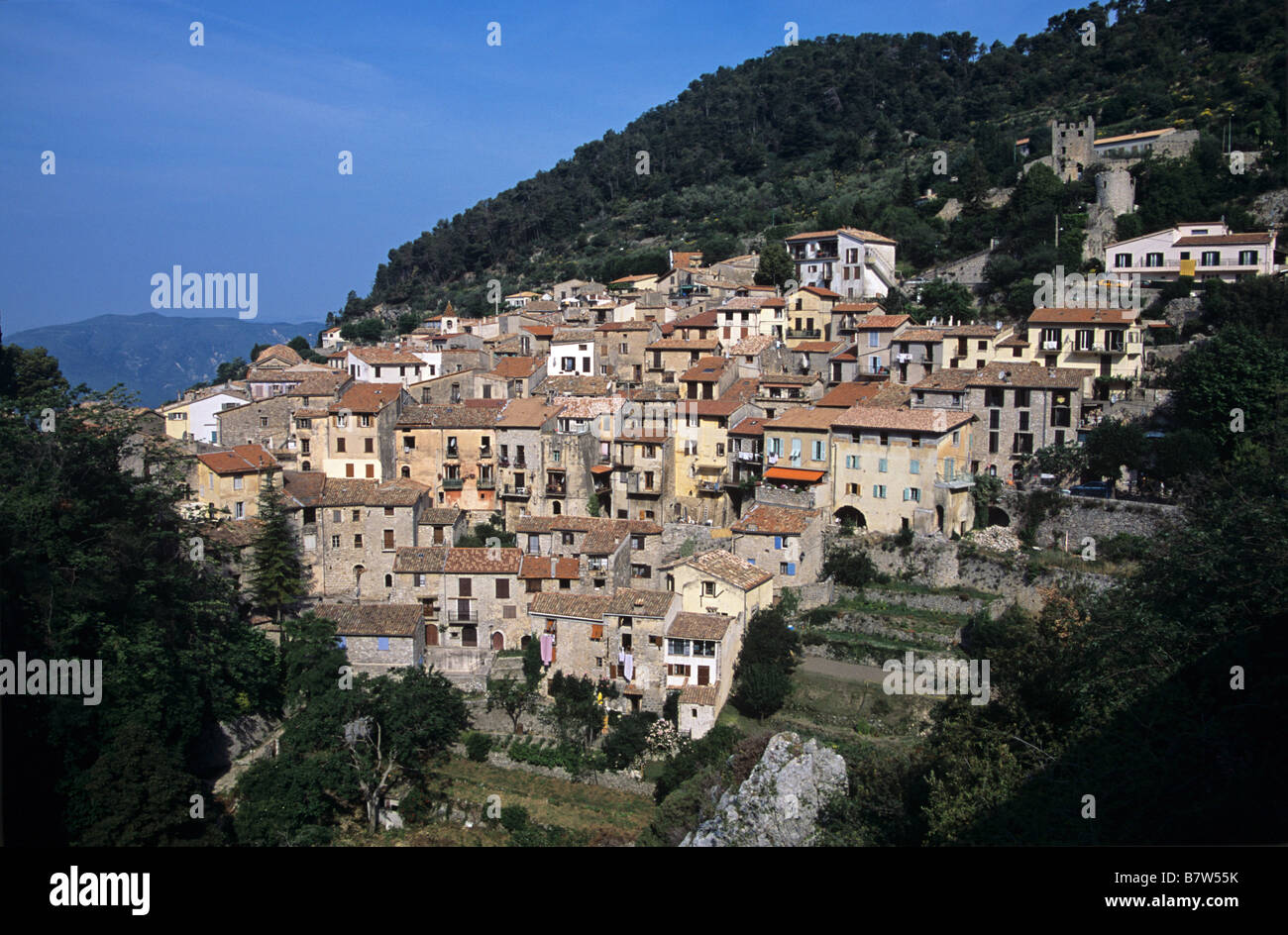 View over Hillside Village of Peille, Alpes-Maritimes, Côte-d'Azur ...