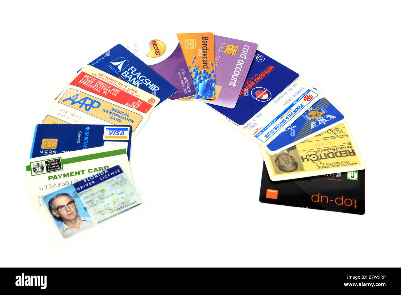 A selection of Credit debit and Charge cards and ID cards Stock Photo ...