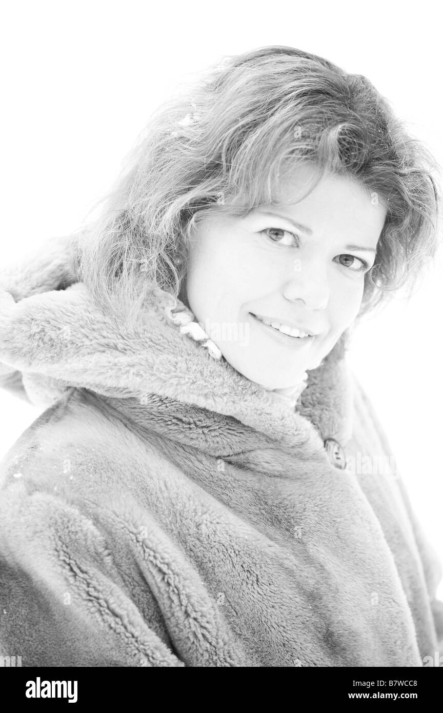 Woman portrait winter fashion Black and White Stock Photos & Images - Alamy