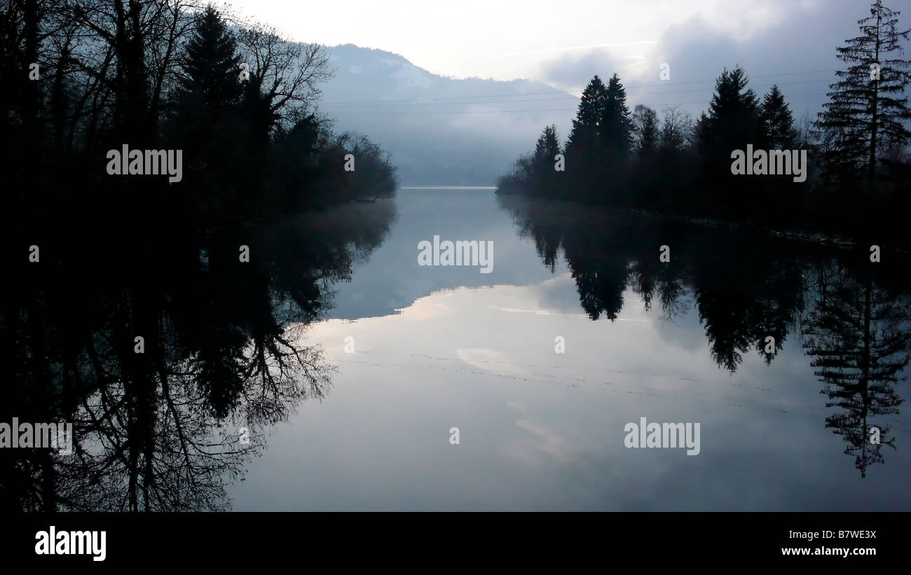 Reflections in calm water, Interlaken, Sitzerland Stock Photo - Alamy