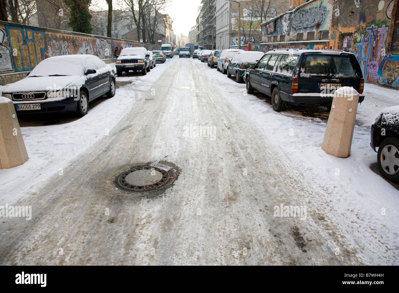 A frozen road surface Stock Photo - Alamy
