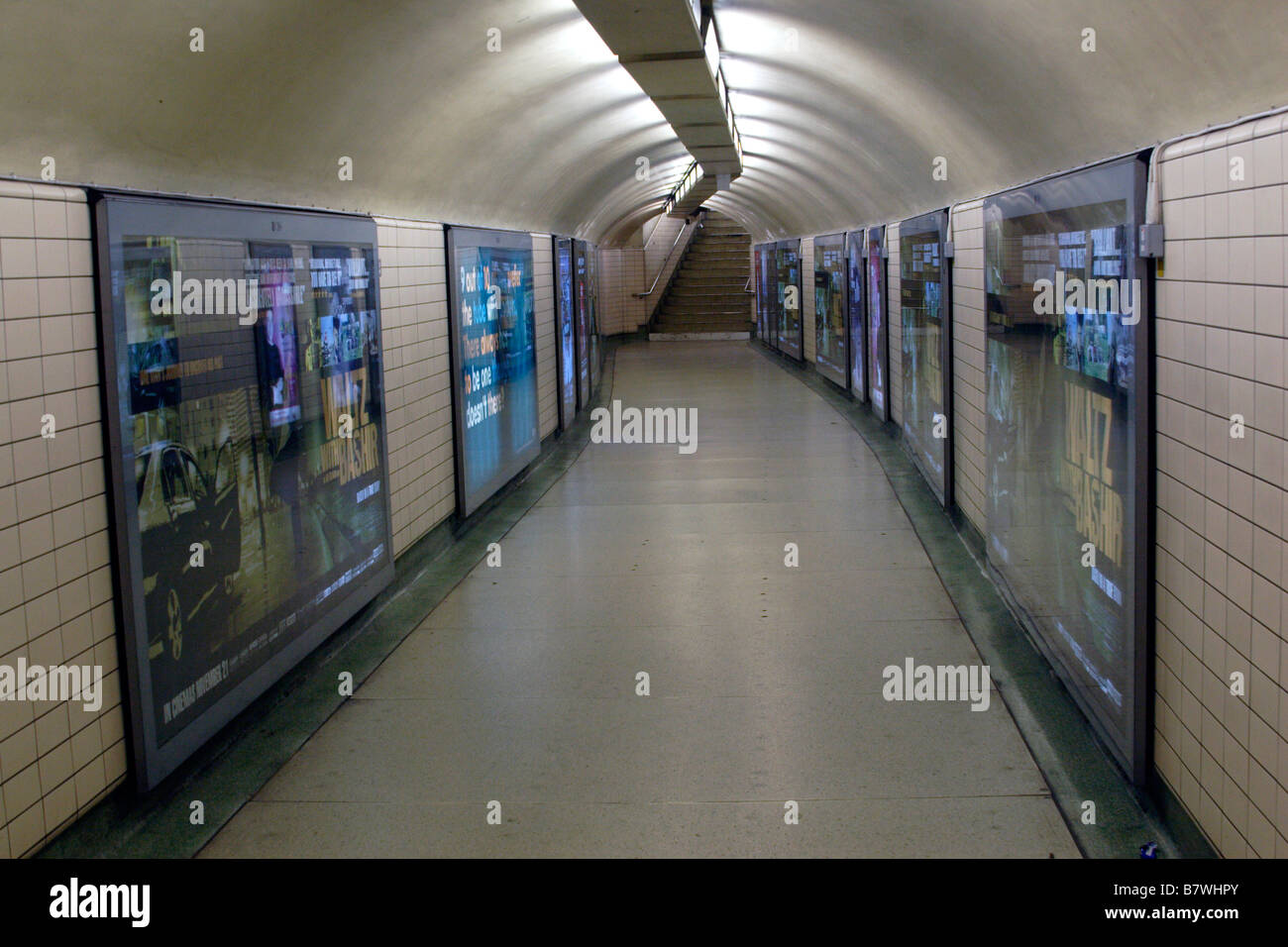 Pedestrian tunnel at Paddington Underground Station London February ...