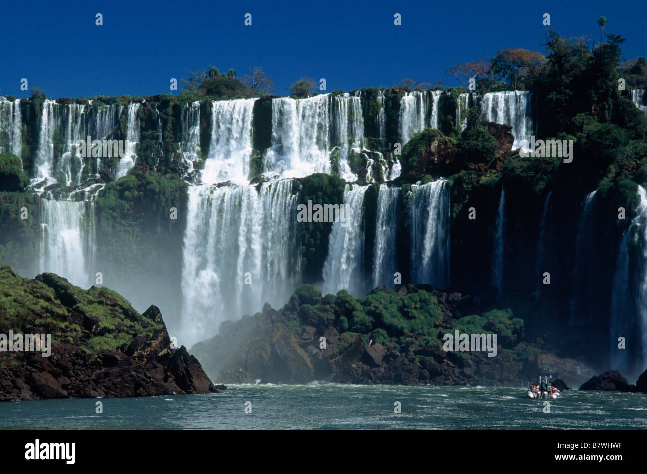 Iguacu Borders Brazil Huge waterfall White water cascade over cliff ...
