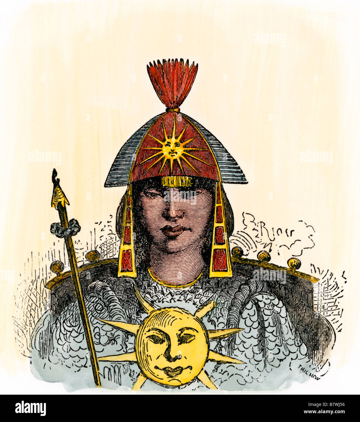 Huayna Capac, Inca ruler in the early 1500s. Hand-colored woodcut Stock ...