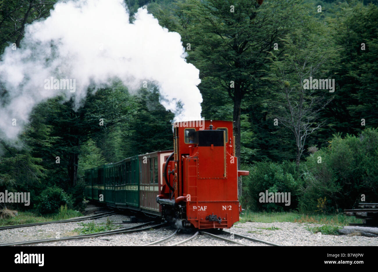 Red engine of steam train Fin Del Mondo train TRAIN TIERRA DEL FUEGO ...